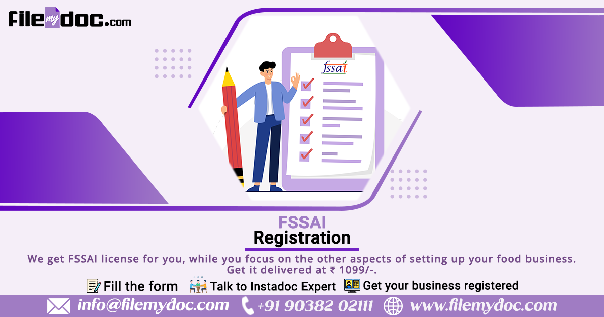 Online FSSAI Registration @ Rs. 1099 | Filemydoc.com