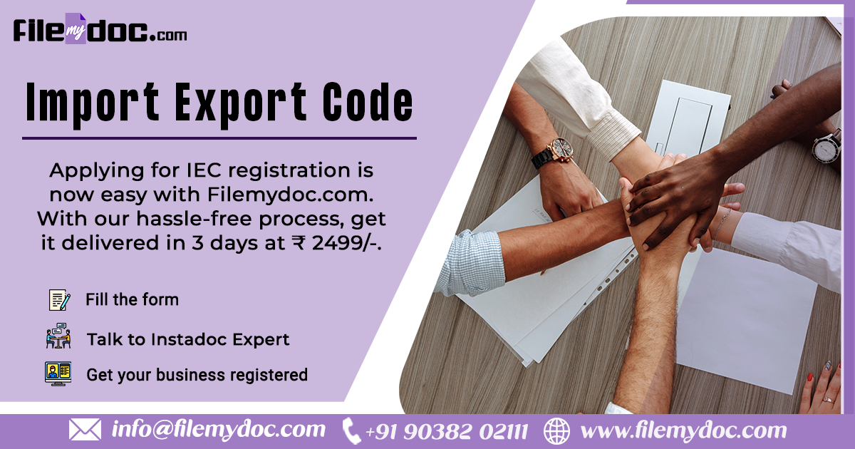 Import Export Code (IEC) | Online Registration - Filemydoc.com